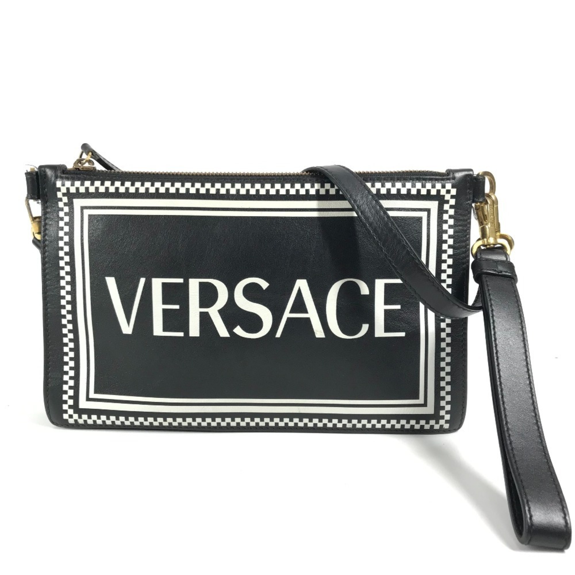 Pre-Owned VERSACE Versace logo bicolor 3WAY bag crossbody pouch clutch ...