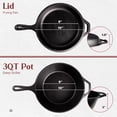 Cast Iron Skillet + Lid - 2-In-1 Multi Cooker - Deep Pot + Frying Pan ...
