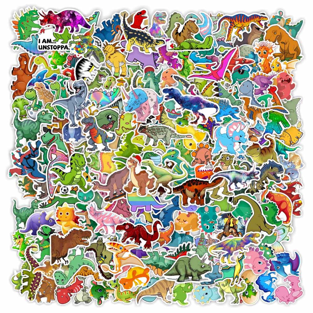 200pcs Waterproof Dinosaur Stickers Pack for Kids Boys, Cute, Vinyl ...