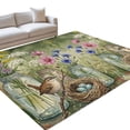 Bird Wildflowers 5'x8' Rug for Bedroom Under Queen Bed Placement, Glass ...