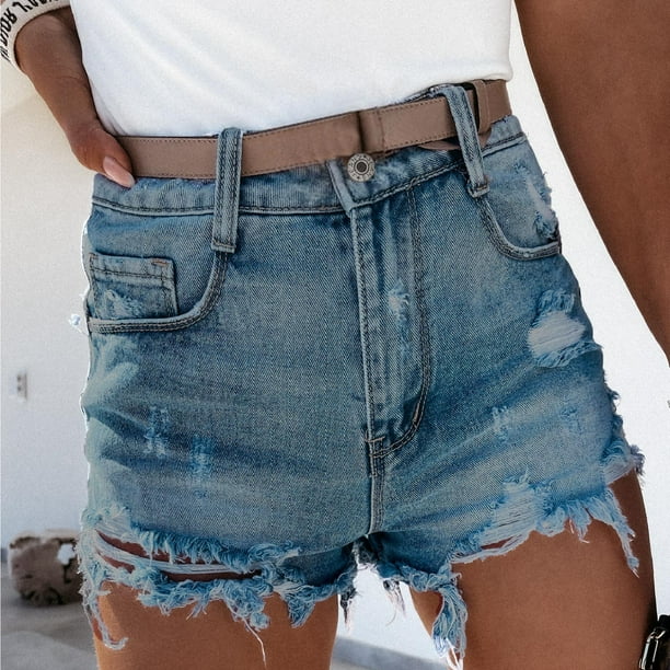 Sawvnm Fashion Womens High Waist Denim Shorts Hot Pants Ultra Short
