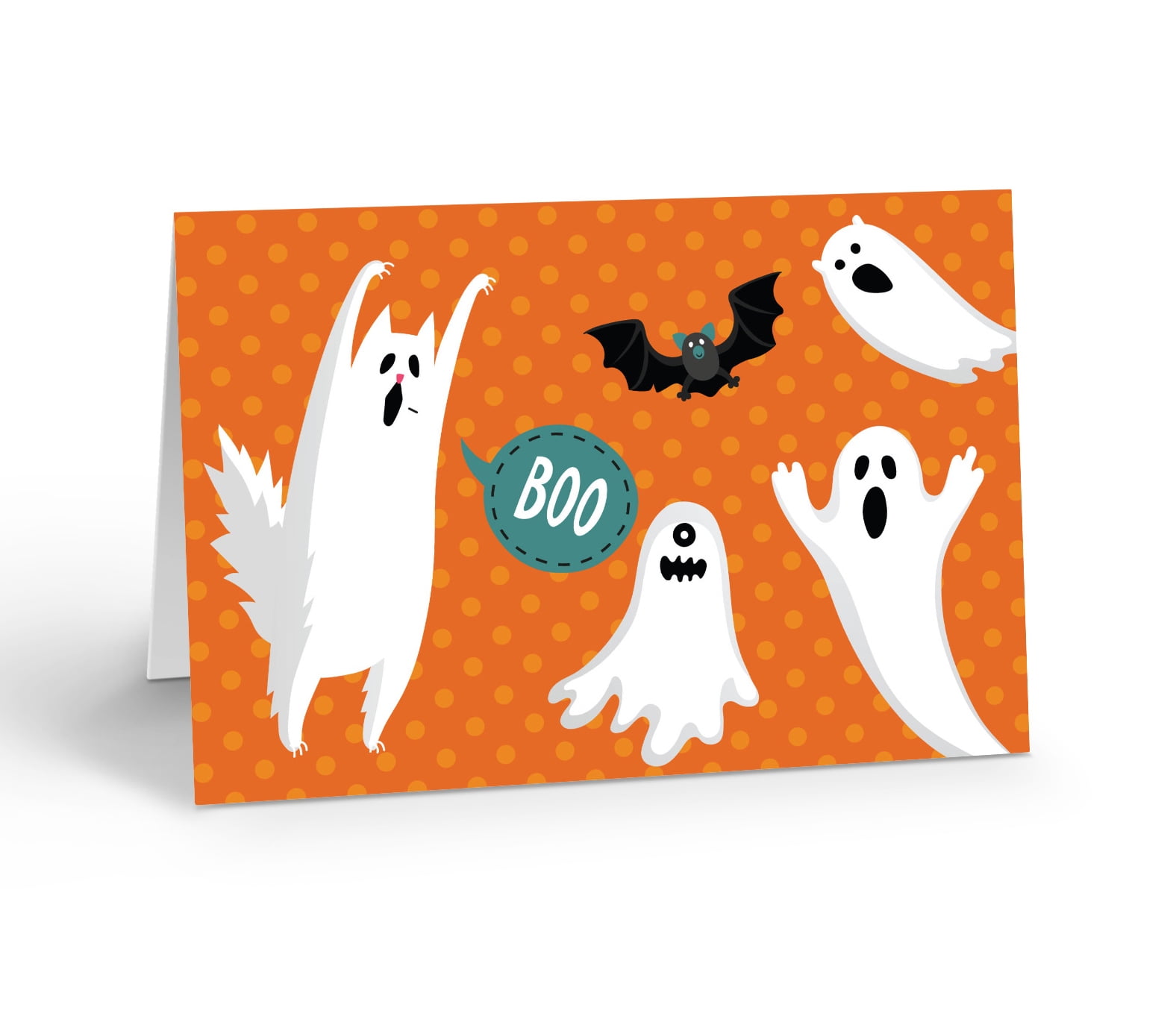 Silly and Cute Ghost Halloween Blank Note Card - 10 Cards and Envelopes ...