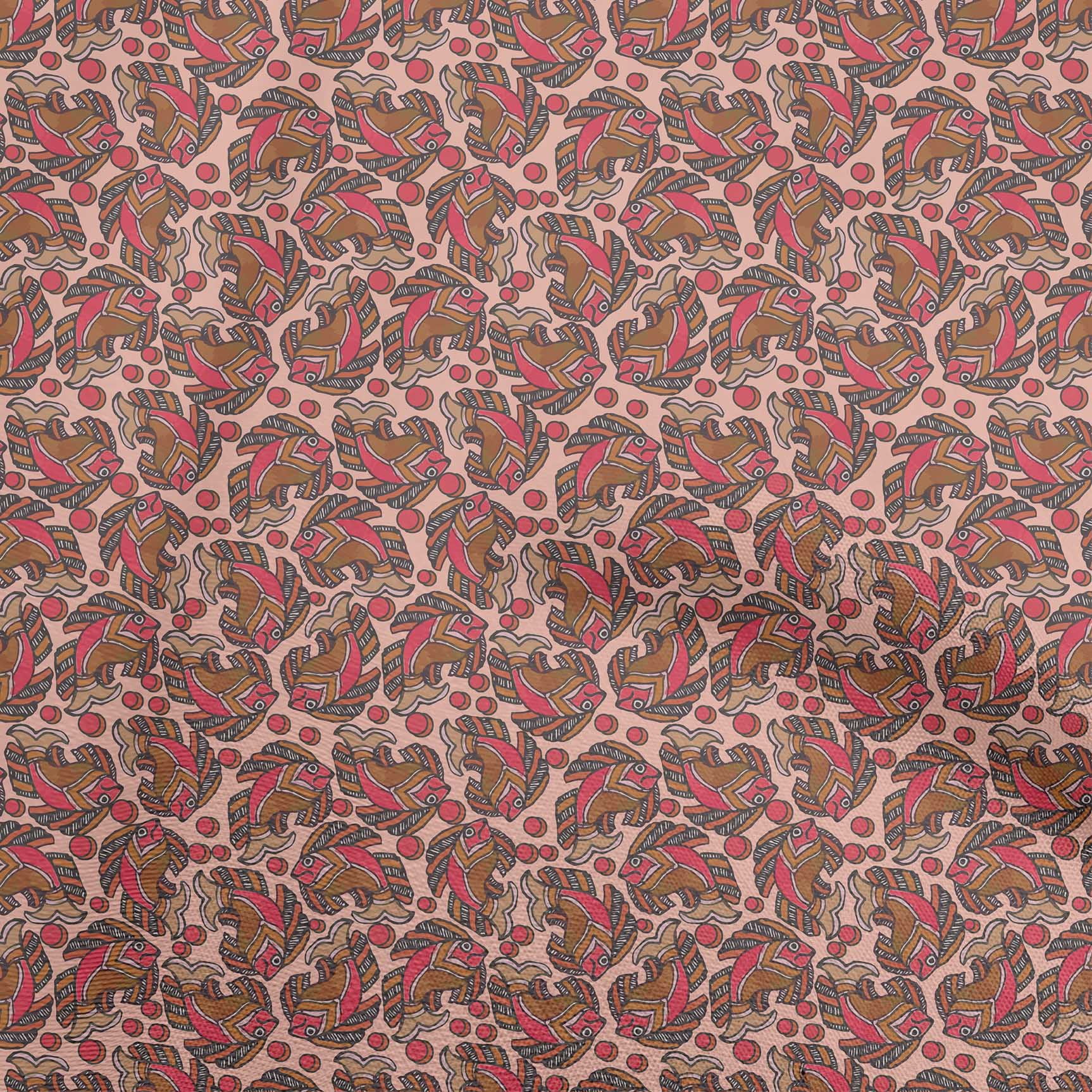 oneOone Silk Tabby Rose Pink Fabric Kalamkari Fish Craft Projects Decor ...