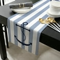 Blue White Striped Table Runner 108 Inches Long - Navy Blue Beach ...