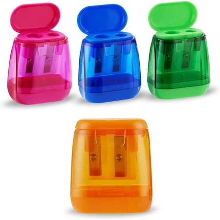 CHIKEN Pencil Sharpeners, 4 Manual Pencil Sharpeners, Compact Two-Hole ...