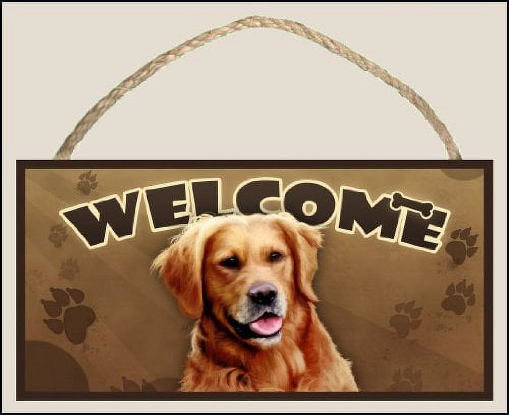 Golden Retriever Welcome Dog Sign / Plaque featuring the art of Scott ...
