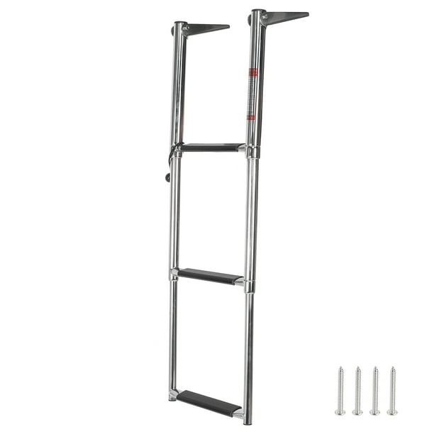 Folding Ladder,3‑Step Deck Ladder Telescoping Boat Ladder Boat Hardware ...