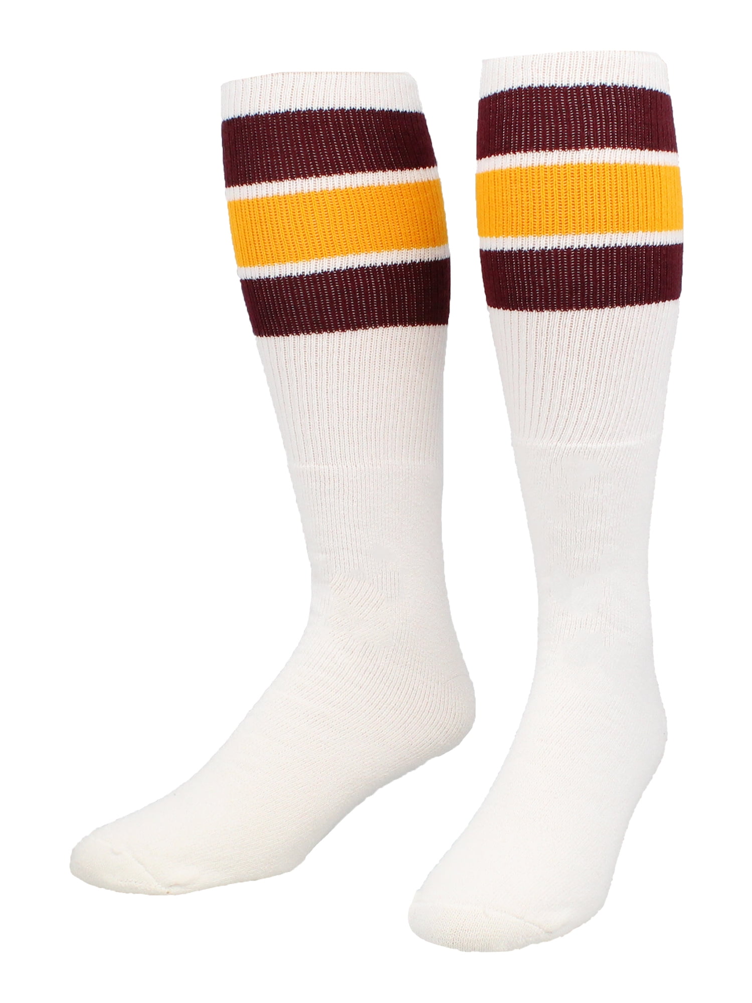 TCK Retro 3 Stripe Tube Socks (Maroon/Gold, Large) - Walmart.com