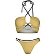 Womens Triangle Bikini Top Padded Halter Swimsuit Tops Tie String