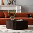 WILLIAMSPACE 35.43" Round Coffee Table, Matte Orange Wooden Large End ...