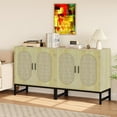 Glavbiku New Modern 2 Rattan Arched Door Sideboard,Accent Cabinet with ...