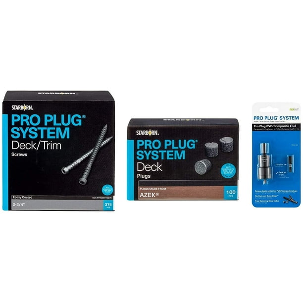 Pro Plug System Combo Kit, 375 Plugs and 375 Epoxy Screws and PVC Tool ...