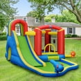 Gymax Kids Water Bouncer with Waterslide, Jump Area, Inflatable Bounce ...