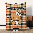 Cute Throw Blanket for Sofa Luxury Blankets Kawaii Cat Hellos Checkered ...