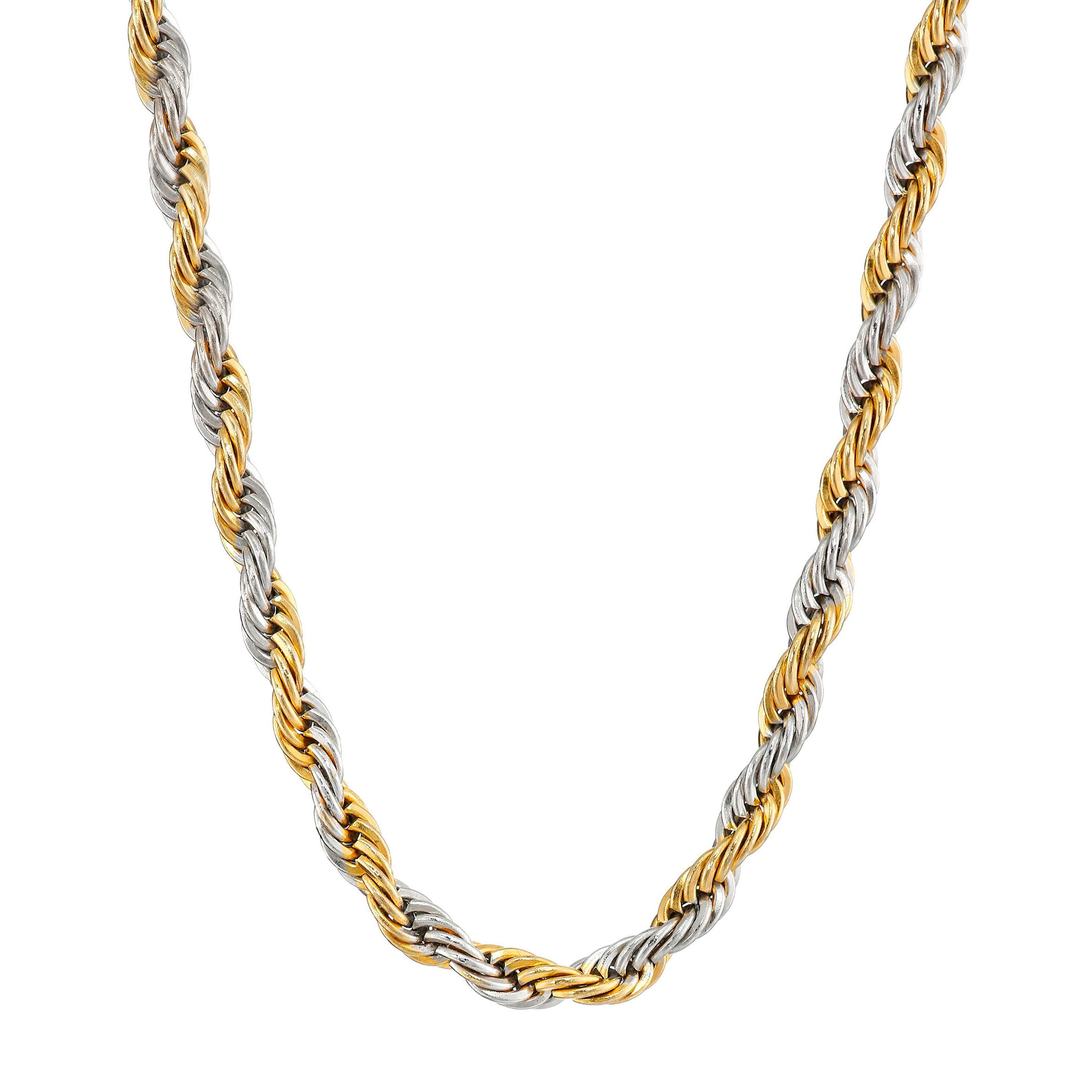 Metro Jewelry Two Tone Rope Chain Necklace for Men in Stainless Steel ...