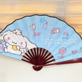 Kawaii Hello Kitty Cinnamoroll Folding Fan Sanrios Kuromi Wooden Bamboo ...
