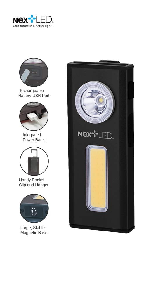 NextLED 500 Lumen Rechargeable Work Light COB LED with Magnetic Base ...