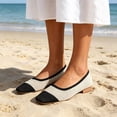 CHICVOMEY Womens Knit Square Toe Ballet Flats Two Tone Black and Beige ...