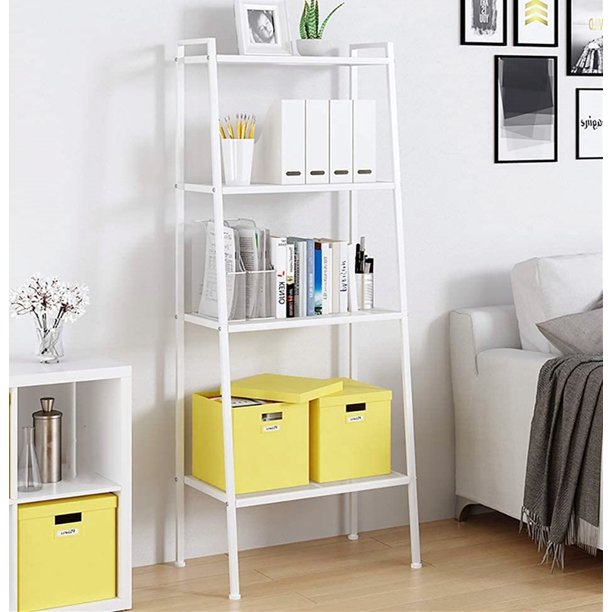 Zimtown 4 Tier Metal Leaning Ladder, Bookshelf Plant Flower Stand Rack ...