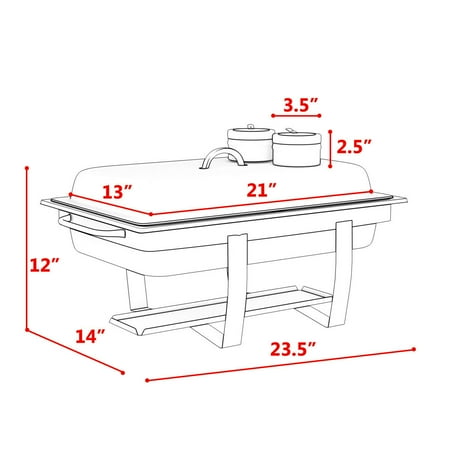 2 Packs Full Size Chafing Dish 9 Quart Stainless Steel Rectangular ...