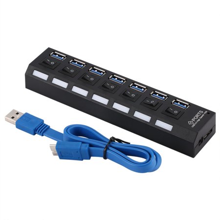 7-Port USB 3.0 HUB Splitter With Switch High Speed 5Gbps USB HUB Multi ...