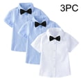 3 Pack Kids Button Down Shirts Lapel Short Sleeve Solid Color Preppy ...