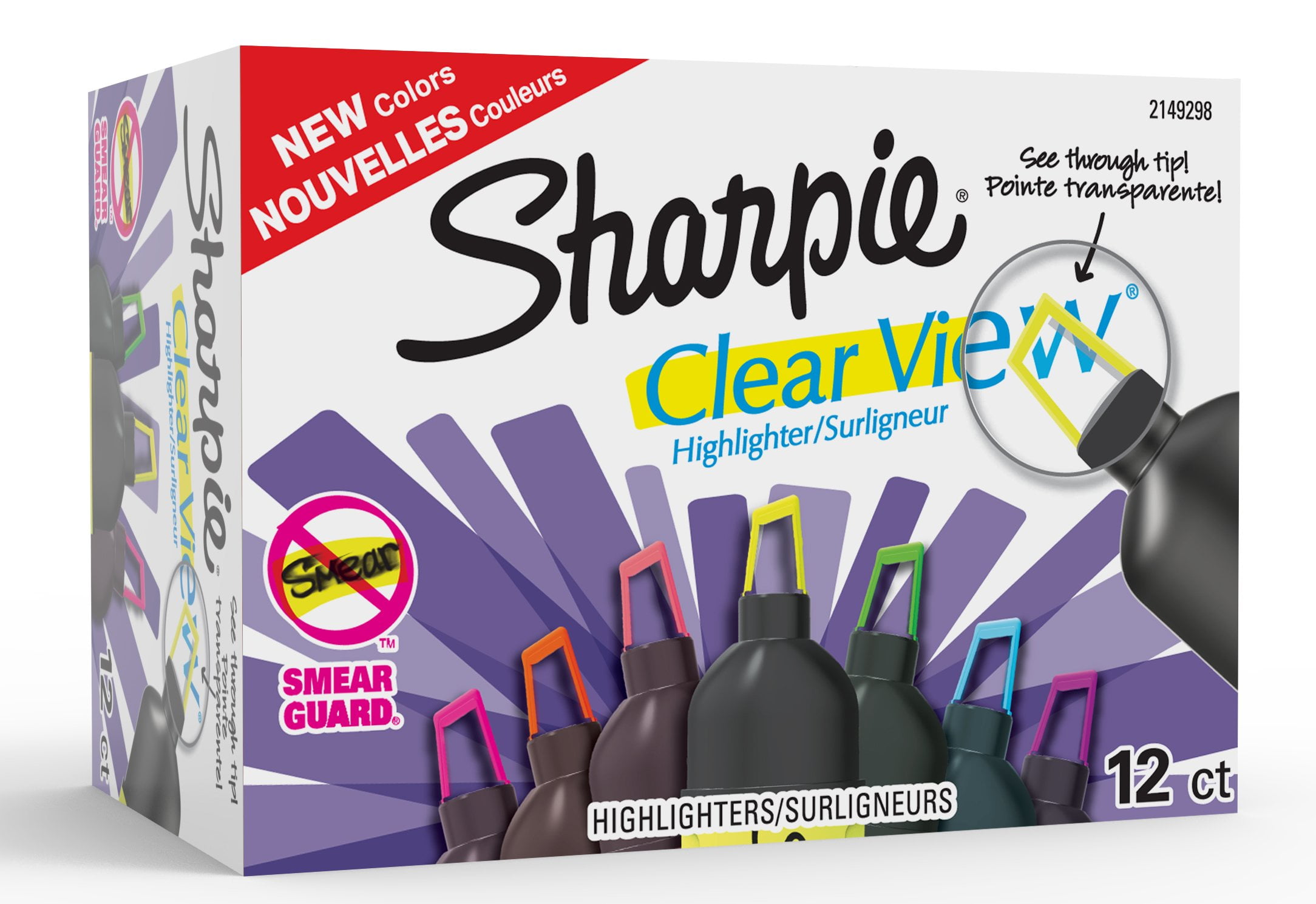 Sharpie Clear View Highlighters, Chisel Tip, Tank, Assorted, 12 Count ...