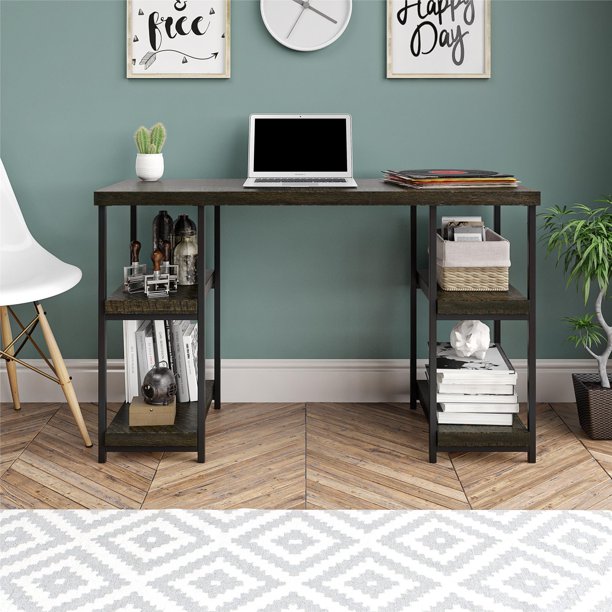 Ameriwood Home Alsberry Double Pedestal Computer Desk, Brown Oak ...