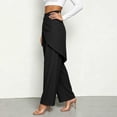 Ashyfjp Trendy Wrap Front Skirt Trousers for Women Solid Color Button ...