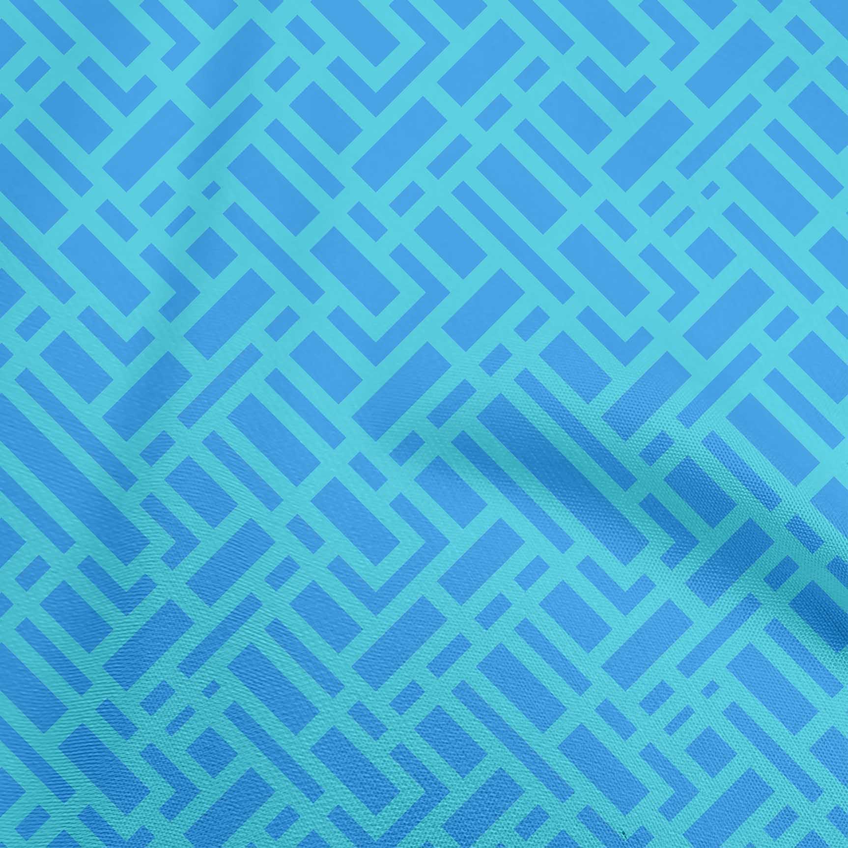 oneOone Viscose Jersey Sky Blue Fabric Geometric Sewing Material Print ...