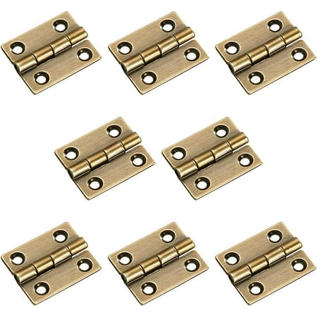 HUSERYT 8Pcs 25mm Mini Antique Brass Hinges Furniture Cabinet Drawer ...