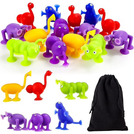 24 Pieces Silicone Suction Toys Building Blocks Suction Toy Bath ...