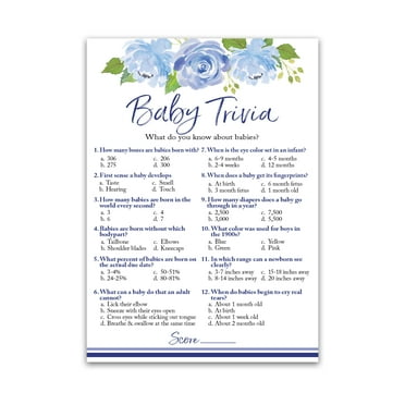 BLUE ELEPHANT Baby Shower Game — BABY TRIVIA Game — Pack of 25 — Fun ...