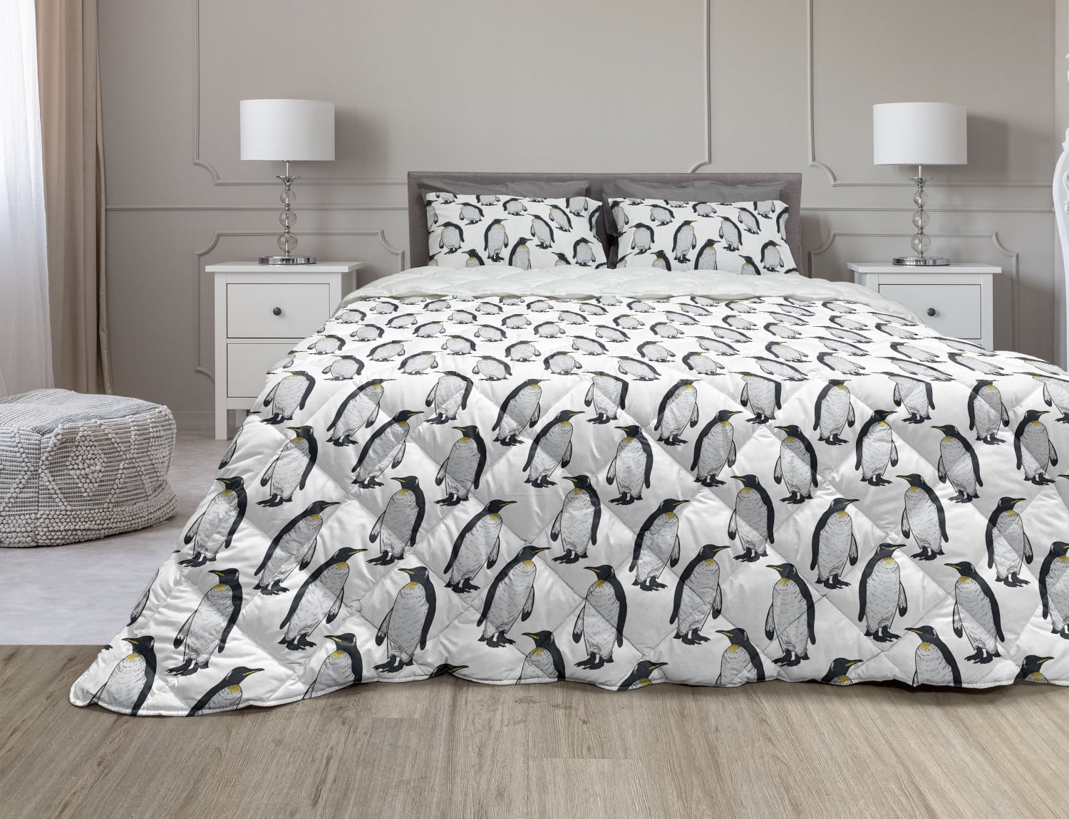 Penguin Comforter & Sham Bedding Set, Arctic Cold Exotic Bird Pattern ...