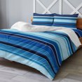 4 Piece Duvet Cover Set Cal king, Abstract Modern Blue Stripes Soft ...