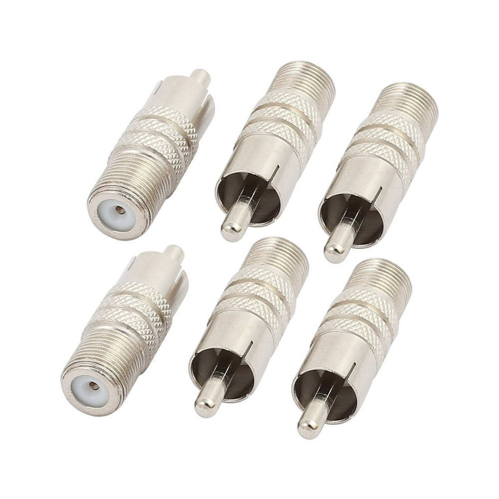 6 Pcs F-Type Female to RCA Male Straight RF Adapter Connector Coax Jack ...