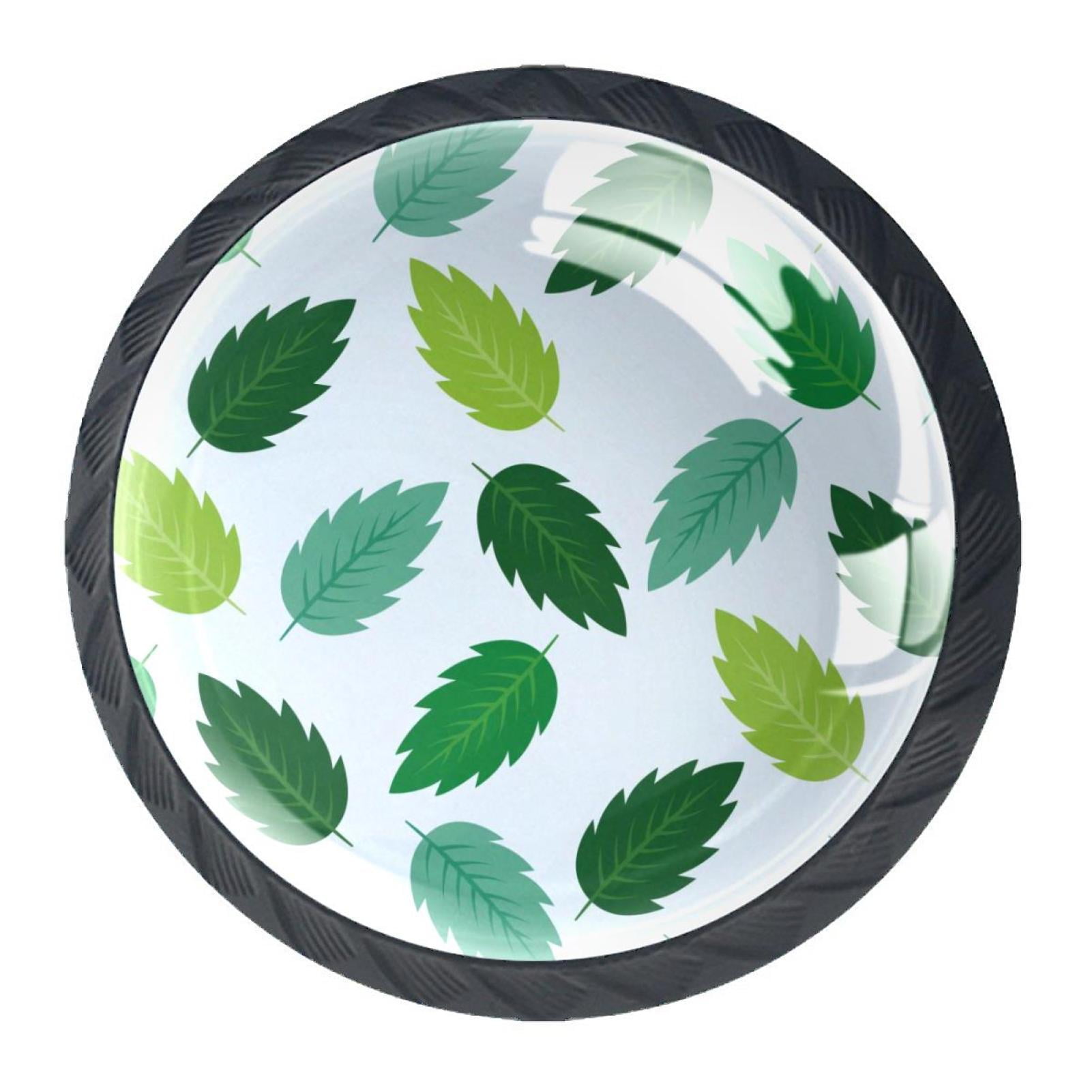 4 Pcs Green Leaves Spring Knobs for Kitchen Cabinet Cupboard Dresser ...