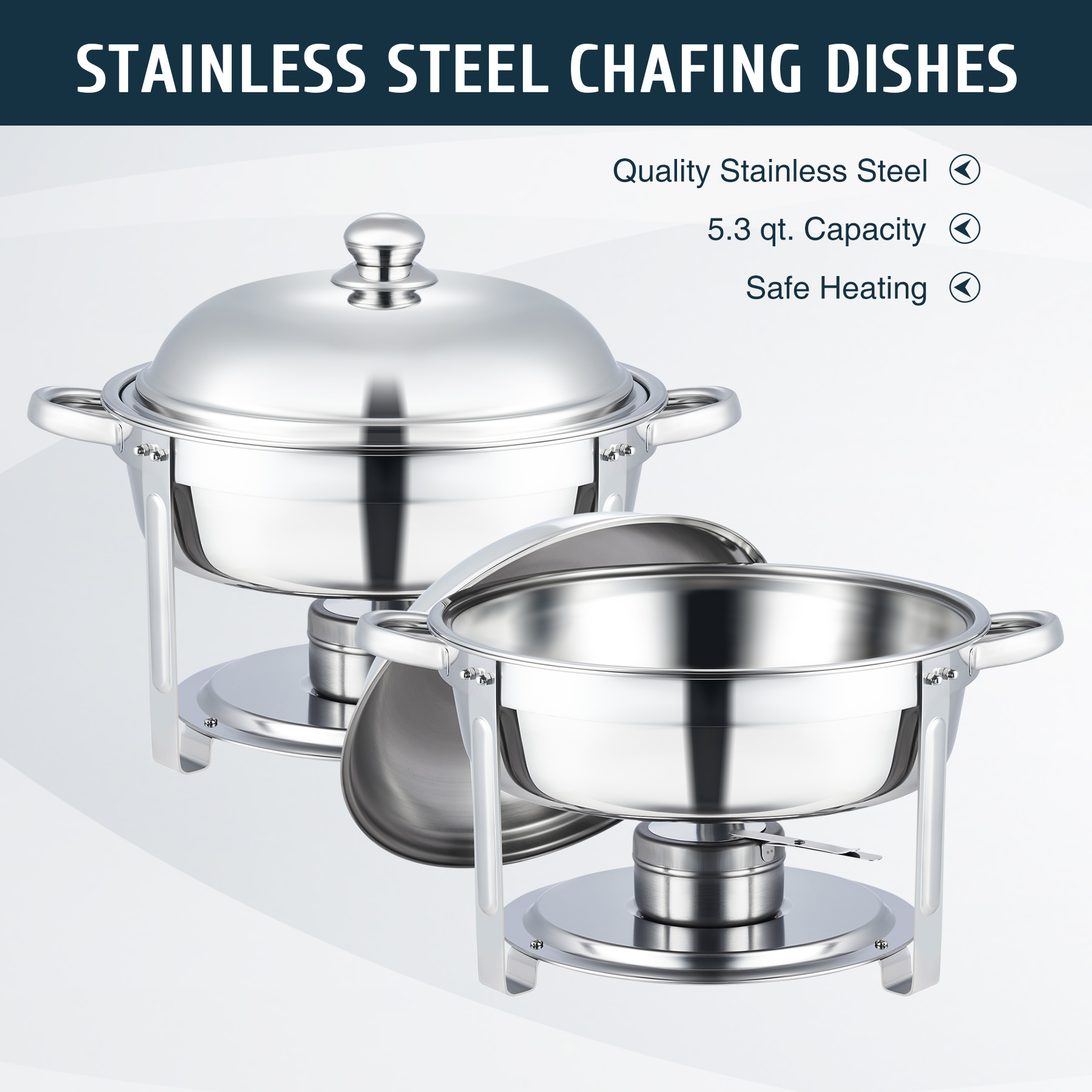 Wilprep Stainless Steel Chafing Dish Set 5 qt Buffet Server and Food ...
