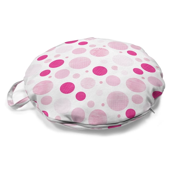 Abstract Round Floor Cushion with Handle, Pastel Circles Geometric ...