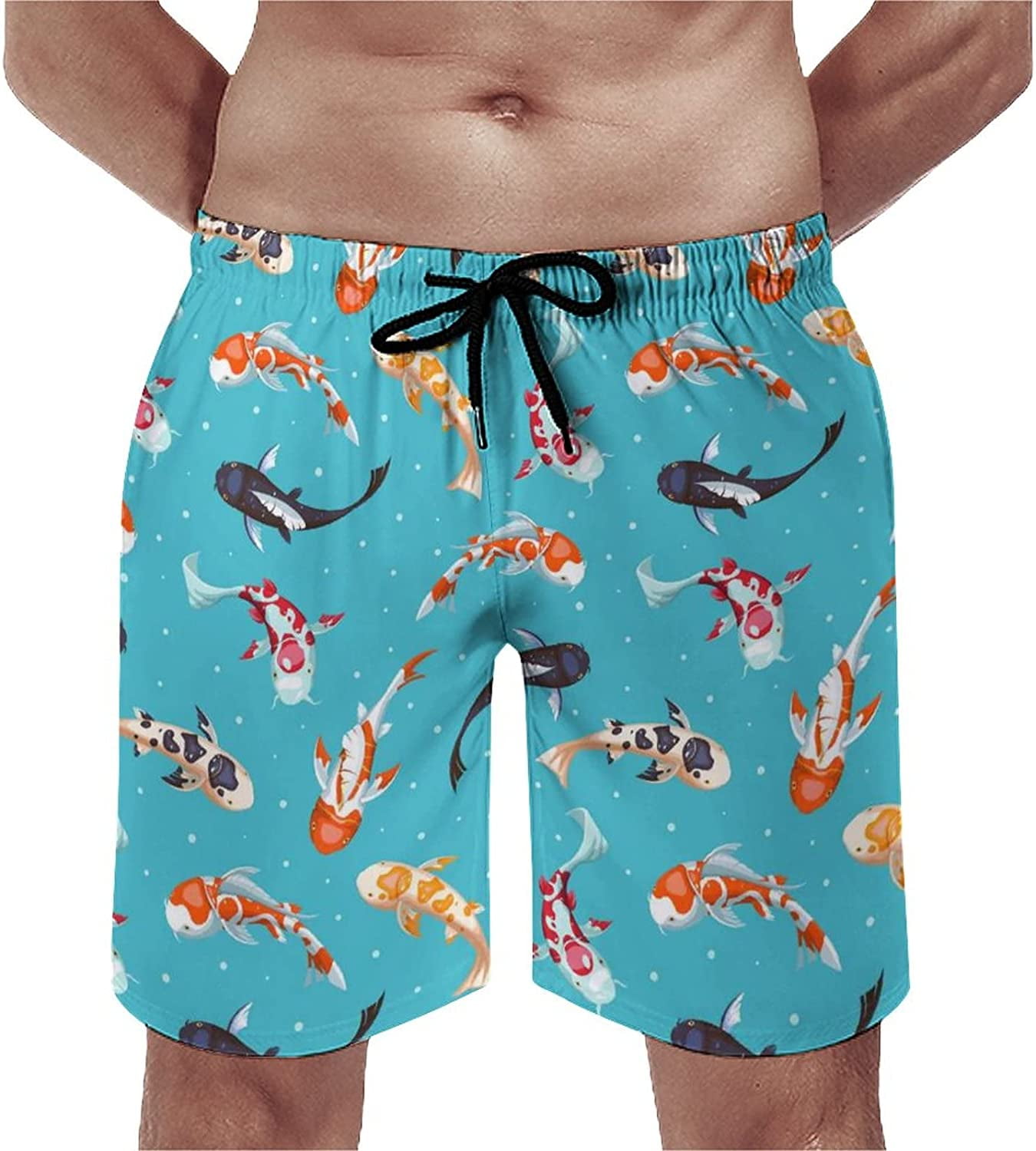 Men's Colorful-Fish-Koi-Carps-Animals-Wildlife Quick Dry Board Shorts ...