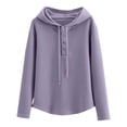 Aihuaihua Hoodies for Women Button Collar Henley Neck Drawstring Long ...