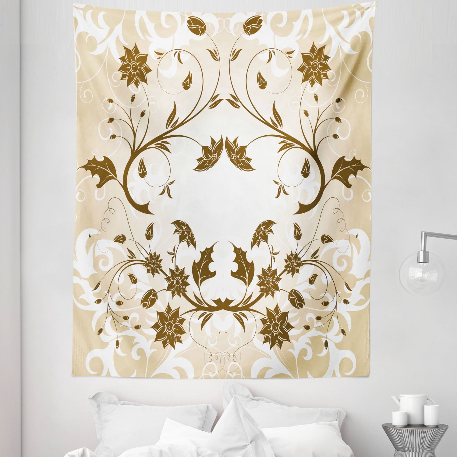 Floral Tapestry, Swirled Petals Leaf Classic Blooms Florets Background ...