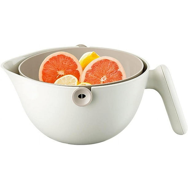Pasta Strainer, 2 in 1 Plastic Strainer, Vegetable Basket, Double-Layer ...
