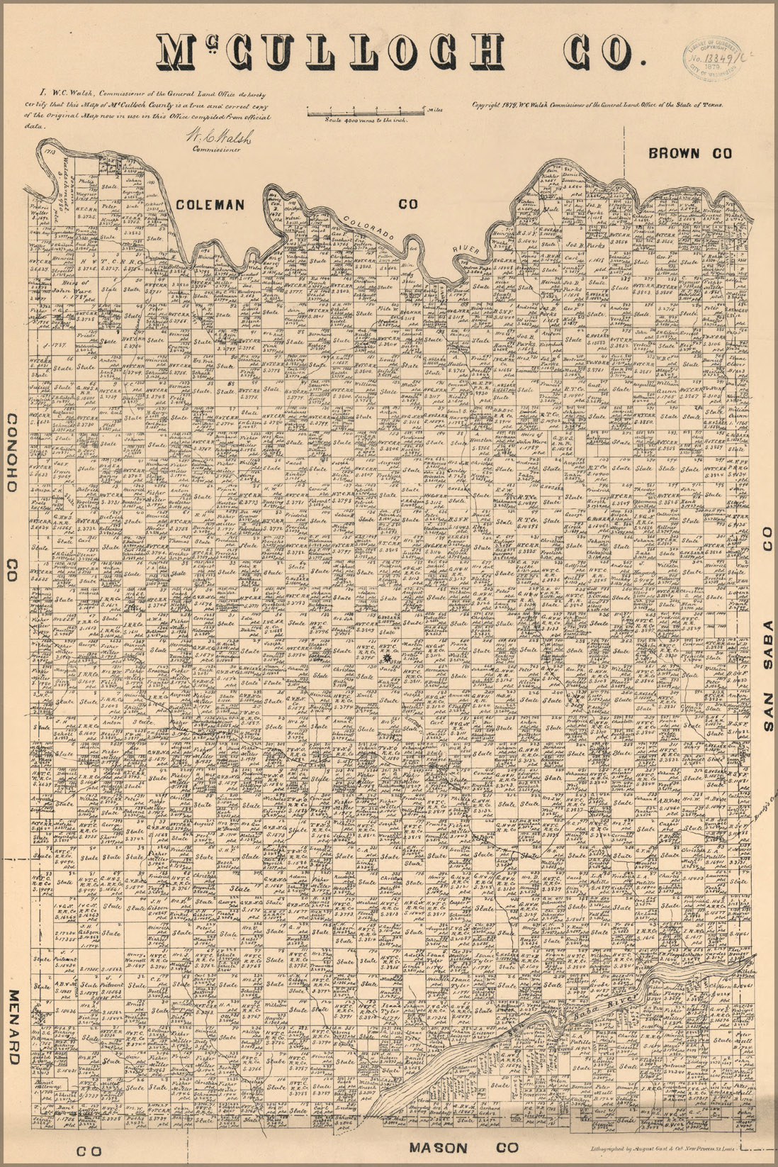 24"x36" Gallery Poster, map of McCulloch Co., Texas 1879 - Walmart.com