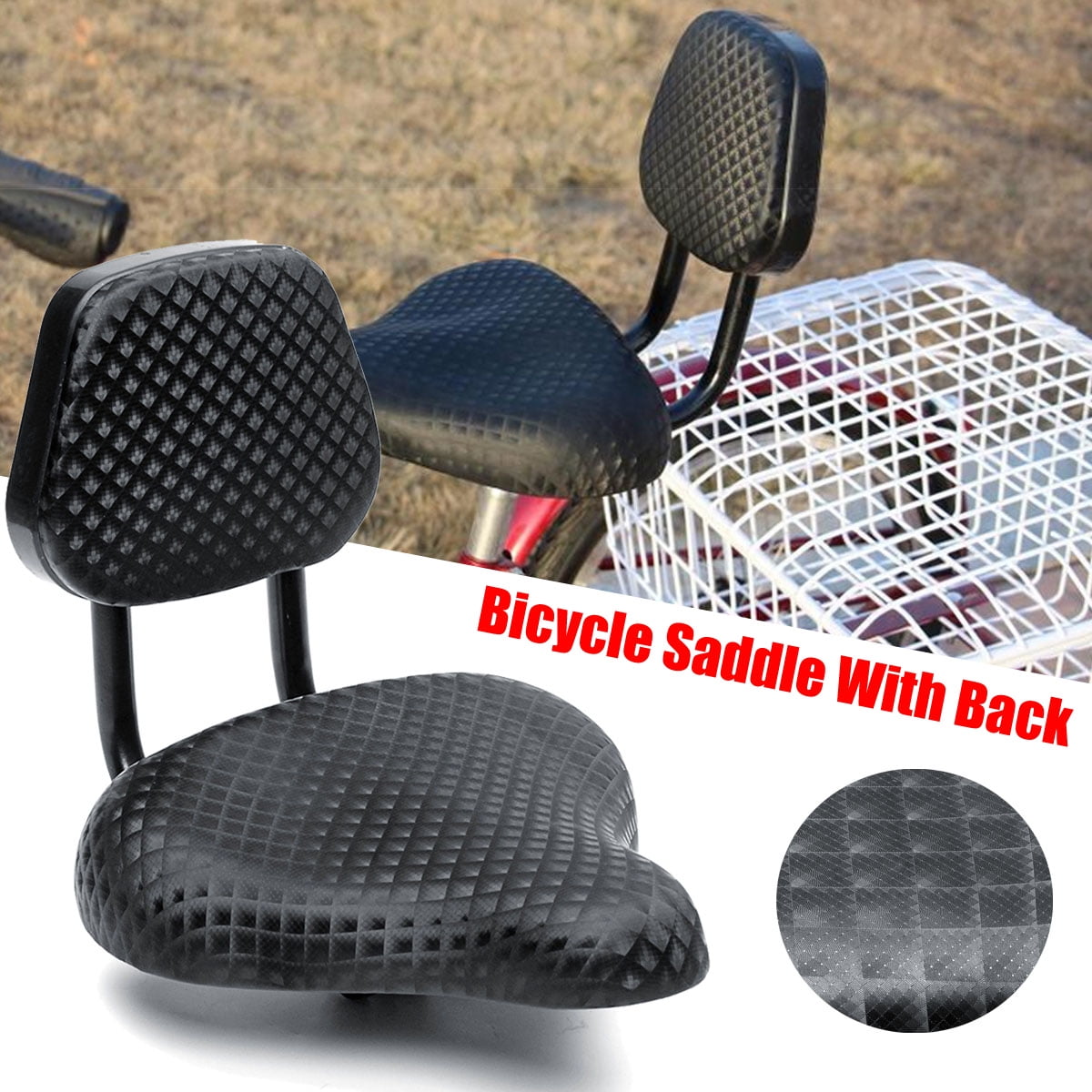 Buy Comfort Wide Bicycle Seat With Backrest Support, Bike Saddle With ...
