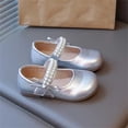 AVRNLIQ Girls Silver Faux Pearl Mary Jane Flats Kids Kids Comfortable ...