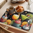 Cartoon Cupcakes Placemats Set of 6 Funny Cute Food Starry Sky Black ...