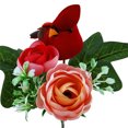 Mainstays 8" Artificial Floral Pick with Cardinal Bird Icon, Coral ...