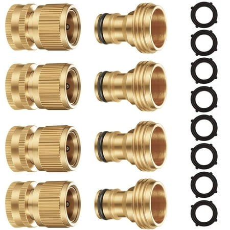 Riemex Garden Hose Quick Connector Set Solid Brass 3/4 inch GHT Water ...