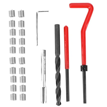 Gupbes Tap Insertion Tool,25Pcs Thread Repair Kit Stainless Steel Twisted Drill Wrench Threaded ...